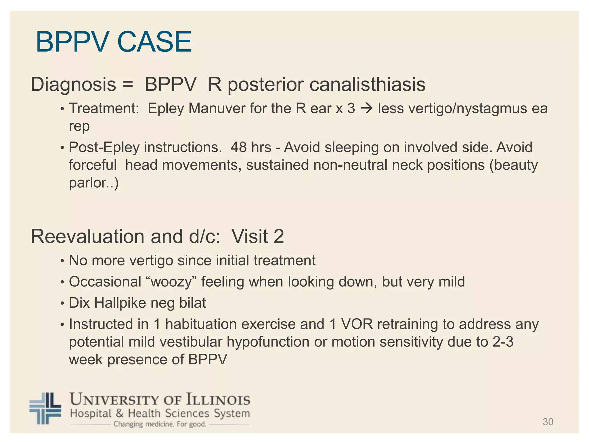 Bppv final -grand rounds sept 2015 | PPTX | Eye and Vision Conditions ...