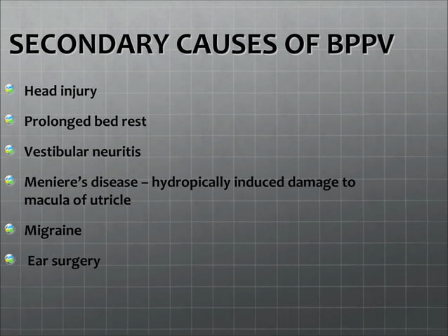 Bppv and particle repositioning maneuvers | PPT
