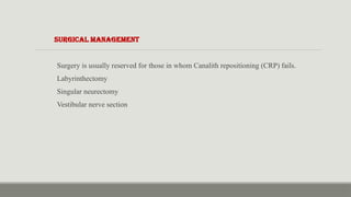 BPPV( Benign Paroxysmal Positional Vertigo) Concept | PPTX