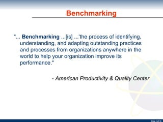 Bpr 04 Benchmarking | PPT | Computer Software and Applications | Computing
