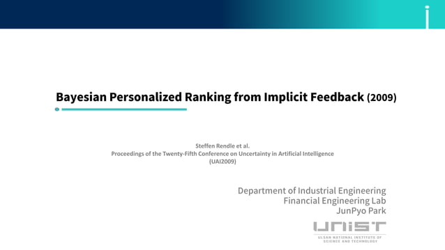 Bpr bayesian personalized ranking from implicit feedback | PDF | Technology & Computing
