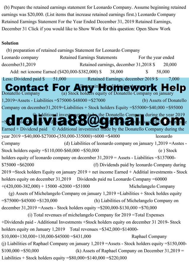 (b) Prepare the retained earnings statement for Leonardo Company. As.pdf