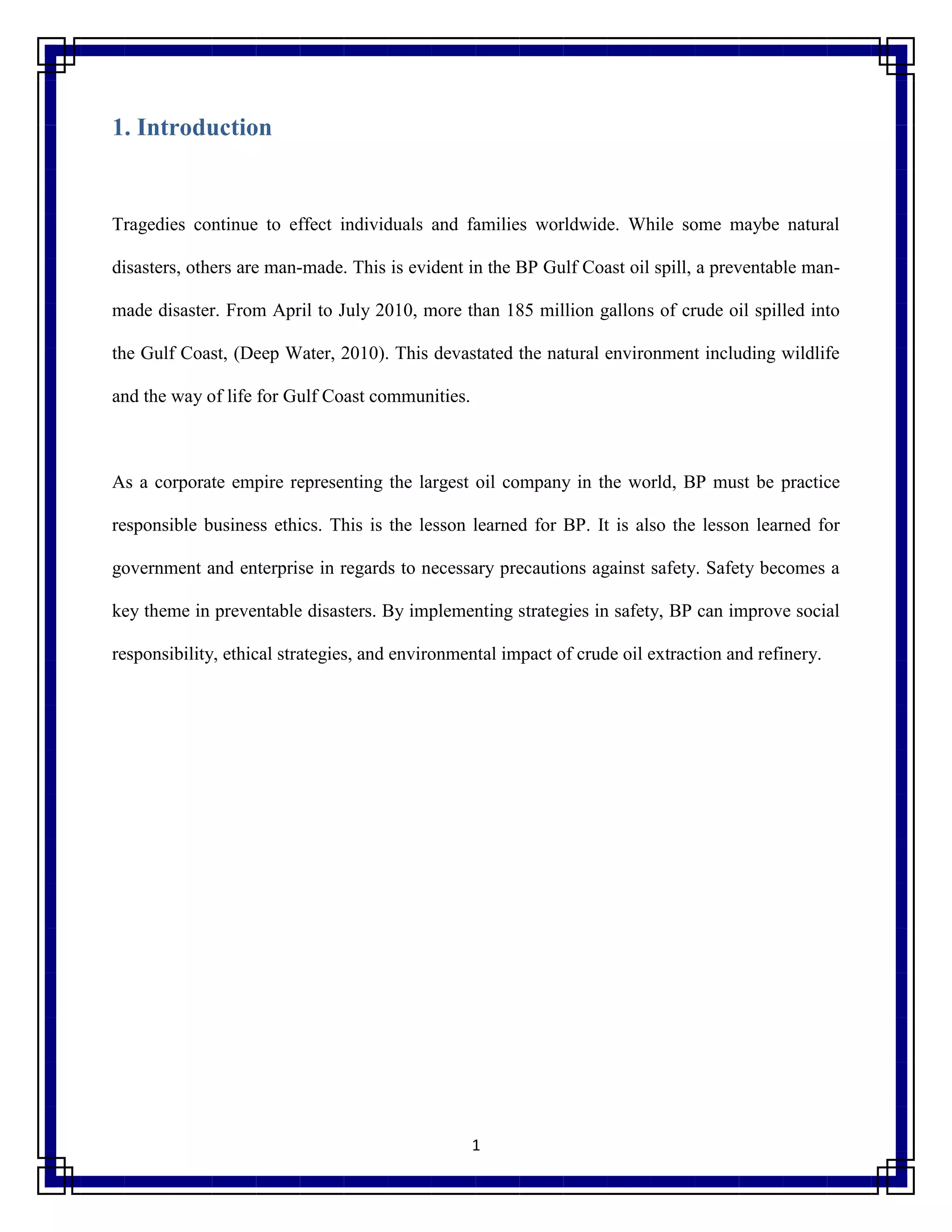 A Report On British Petroleum [Case Study : Deepwater Horizon Oil Spill] | PDF