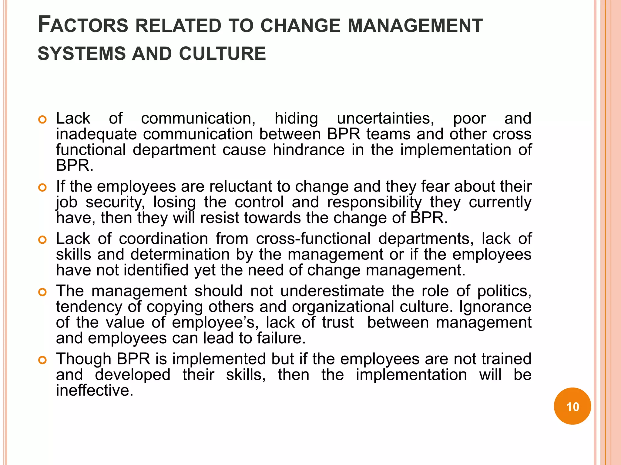 Bpr implementation process an analysis of key success & failure factors ...