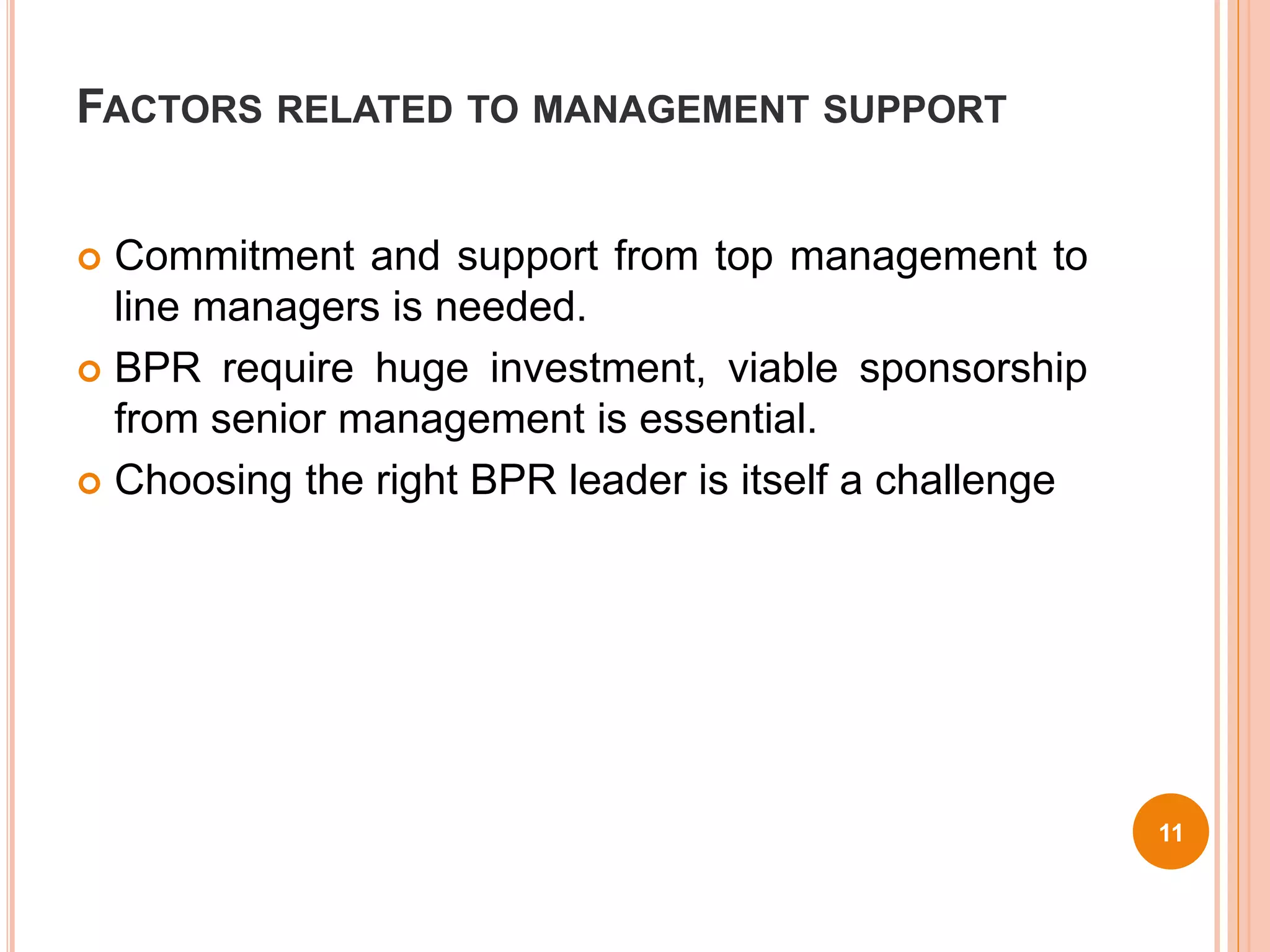 Bpr implementation process an analysis of key success & failure factors | PPT