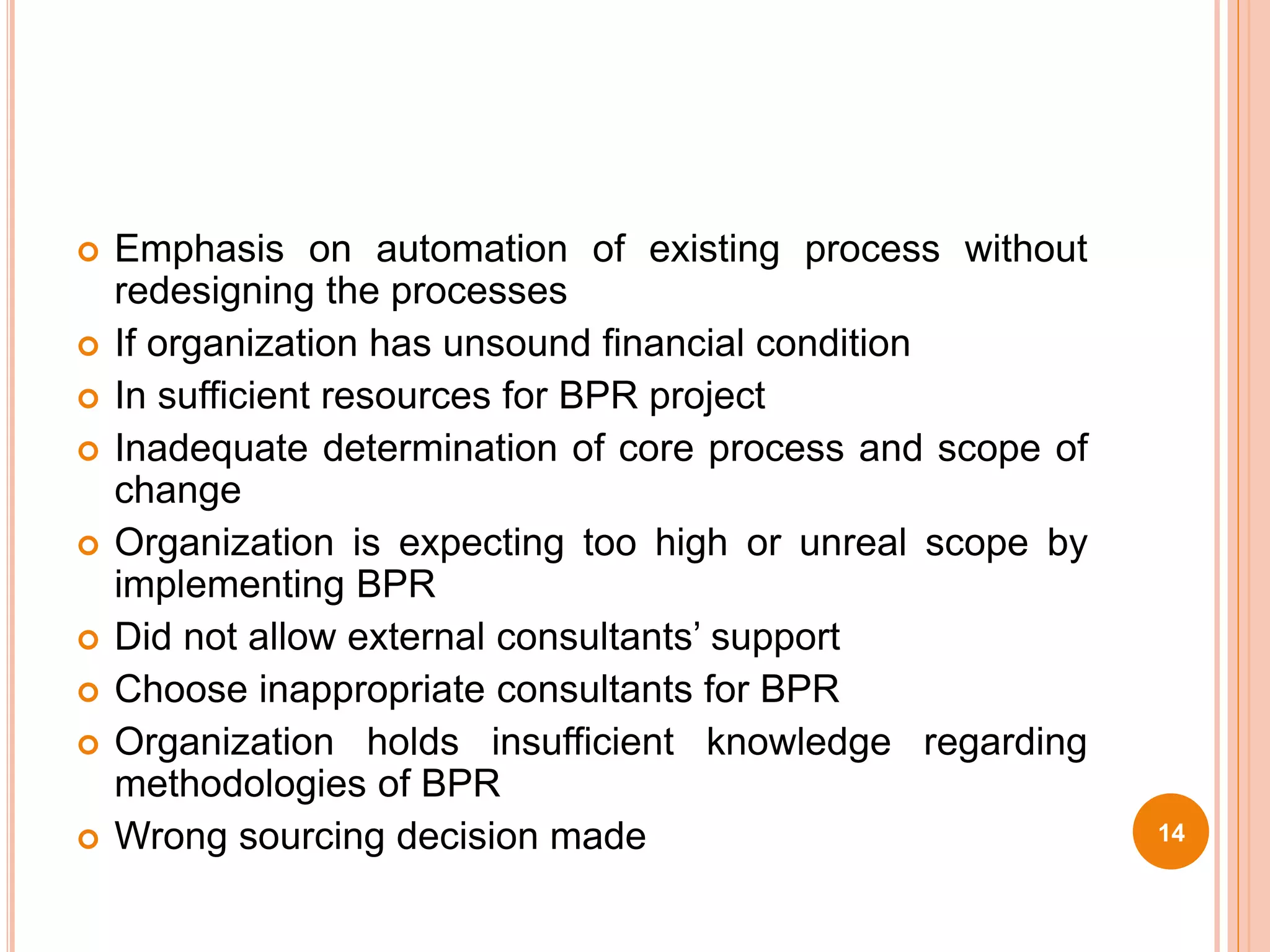 Bpr implementation process an analysis of key success & failure factors ...