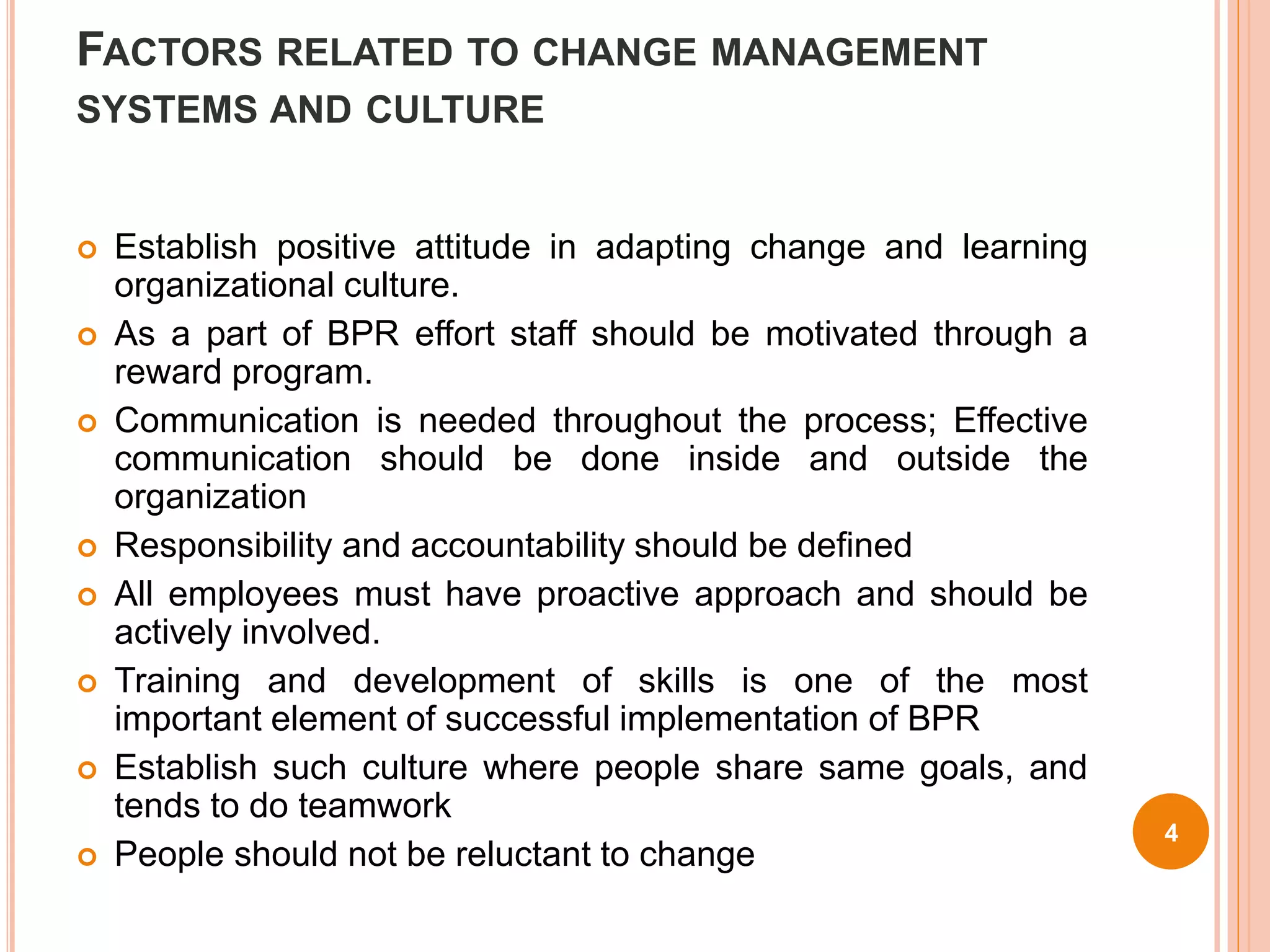 Bpr implementation process an analysis of key success & failure factors ...
