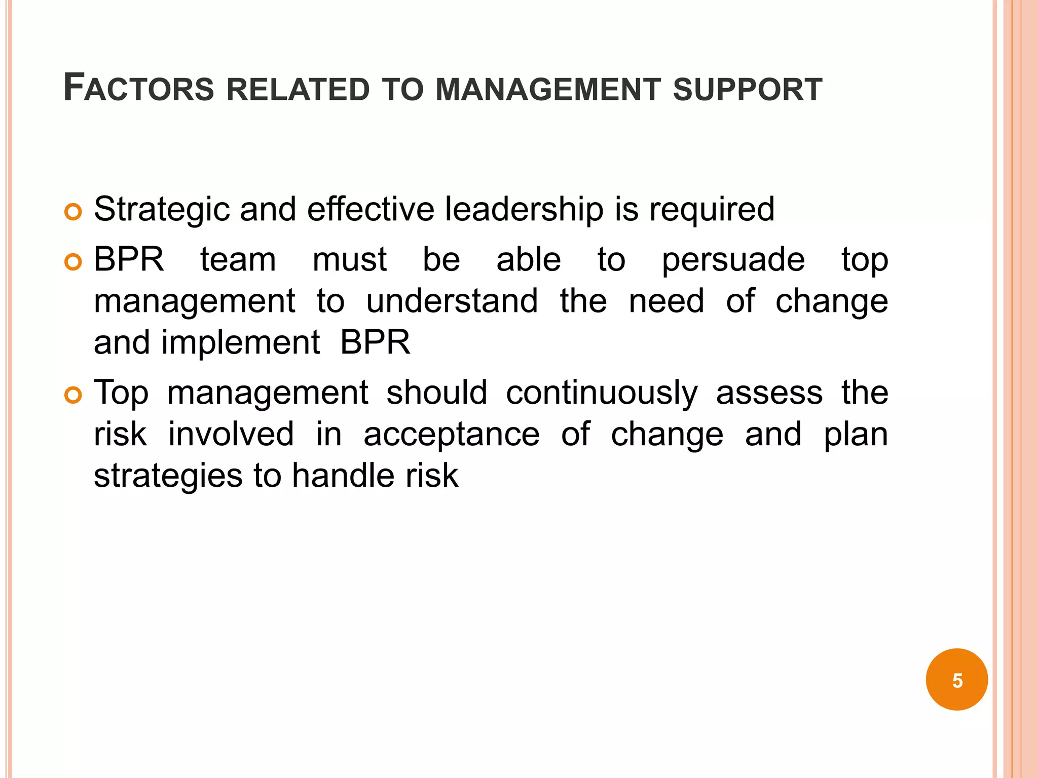 Bpr implementation process an analysis of key success & failure factors ...