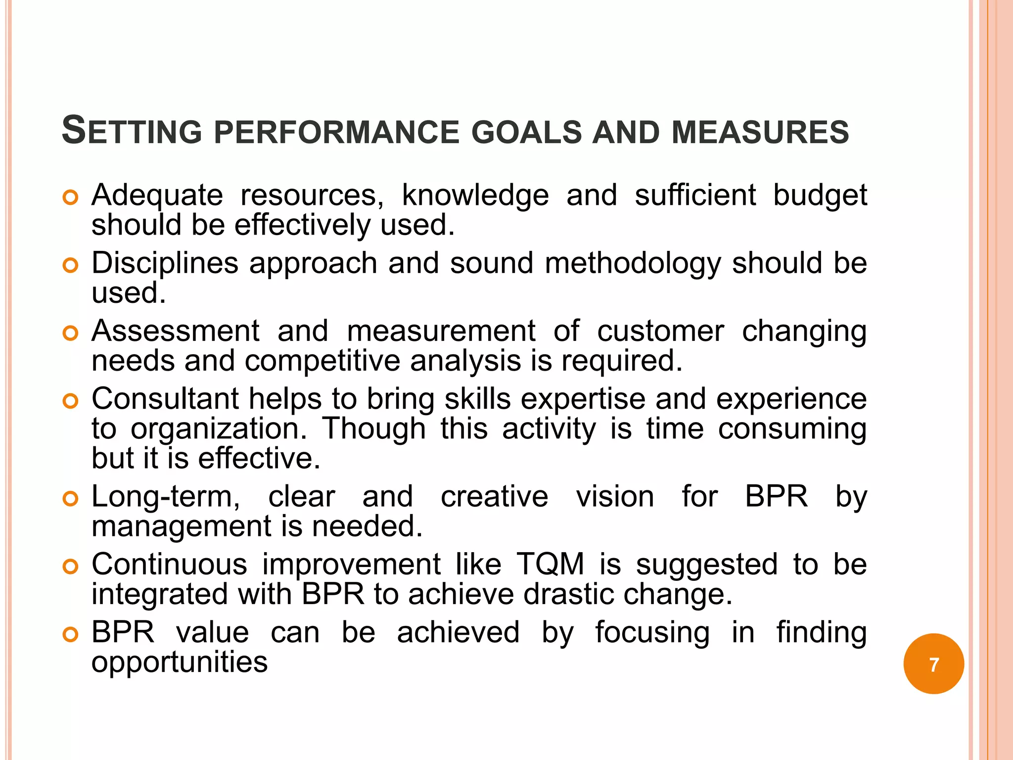 Bpr implementation process an analysis of key success & failure factors | PPT