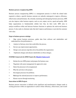 Business Process Reengineering, MBA, BBA, Business Management | DOC