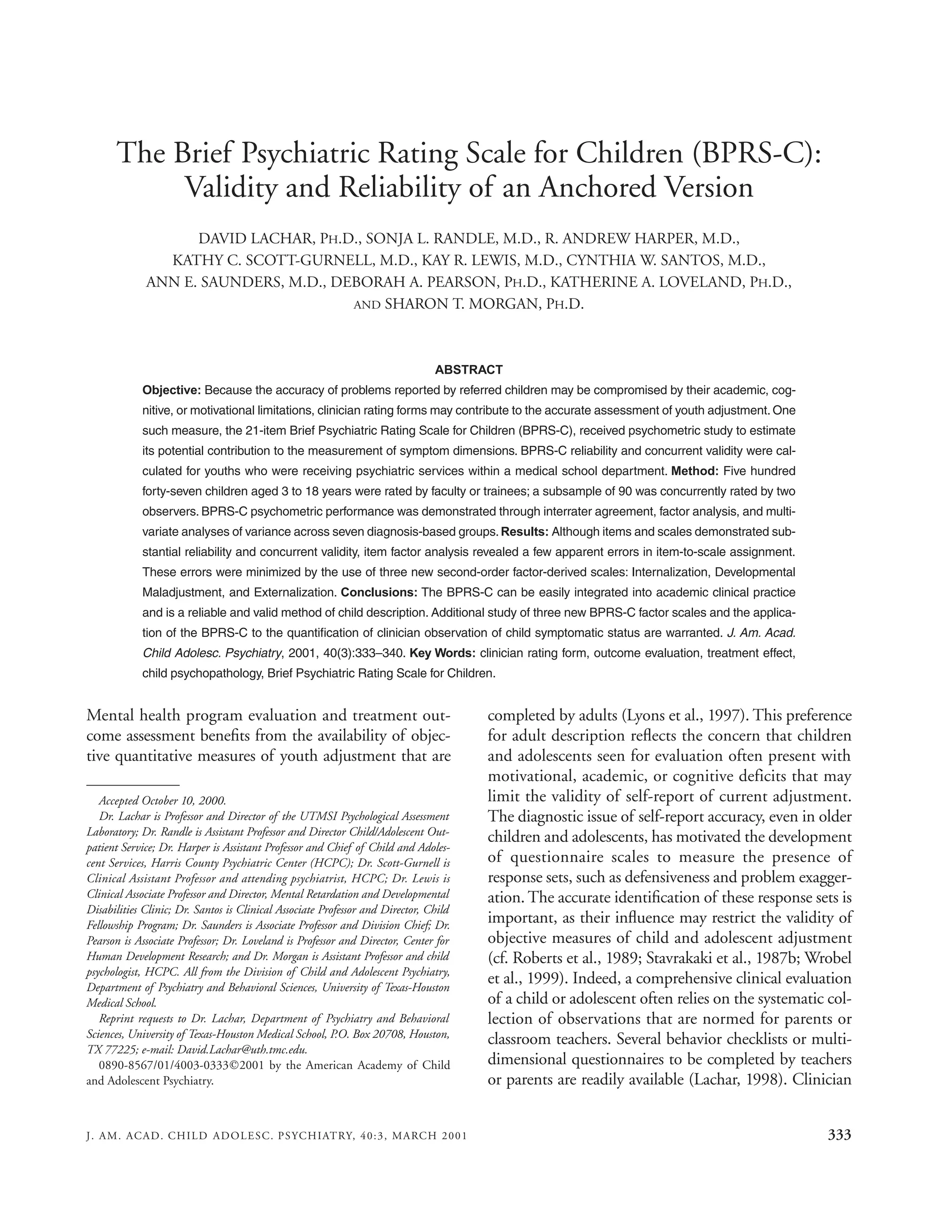 Bprs-C (Skala BPRS untuk anak) | PDF