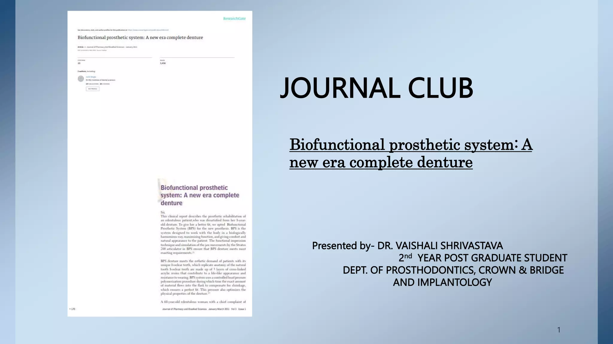 biofunctional prosthetic system | PPTX