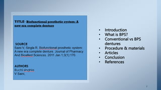 biofunctional prosthetic system | PPTX