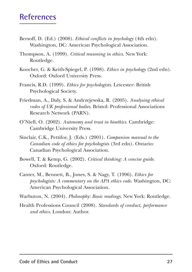 Bps code of ethics | PDF