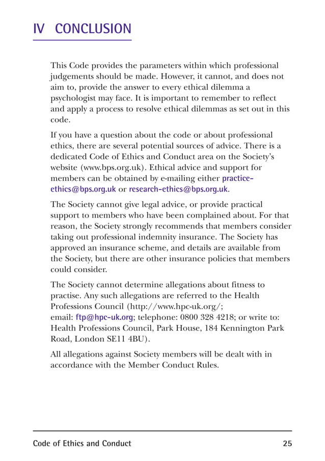 Bps code of ethics | PDF