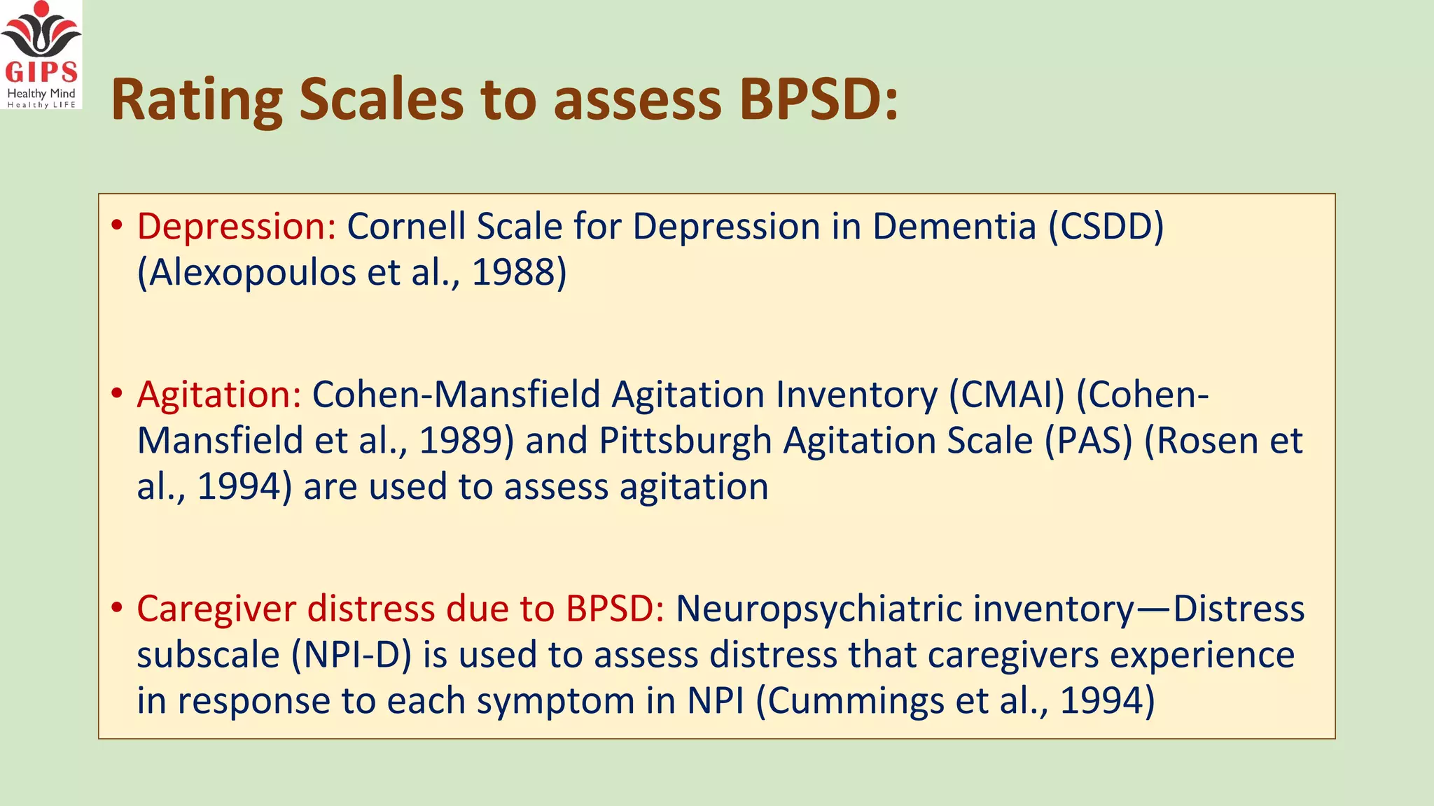 Behavioral and Psychological Symptoms of Dementia: Assessment and Non ...