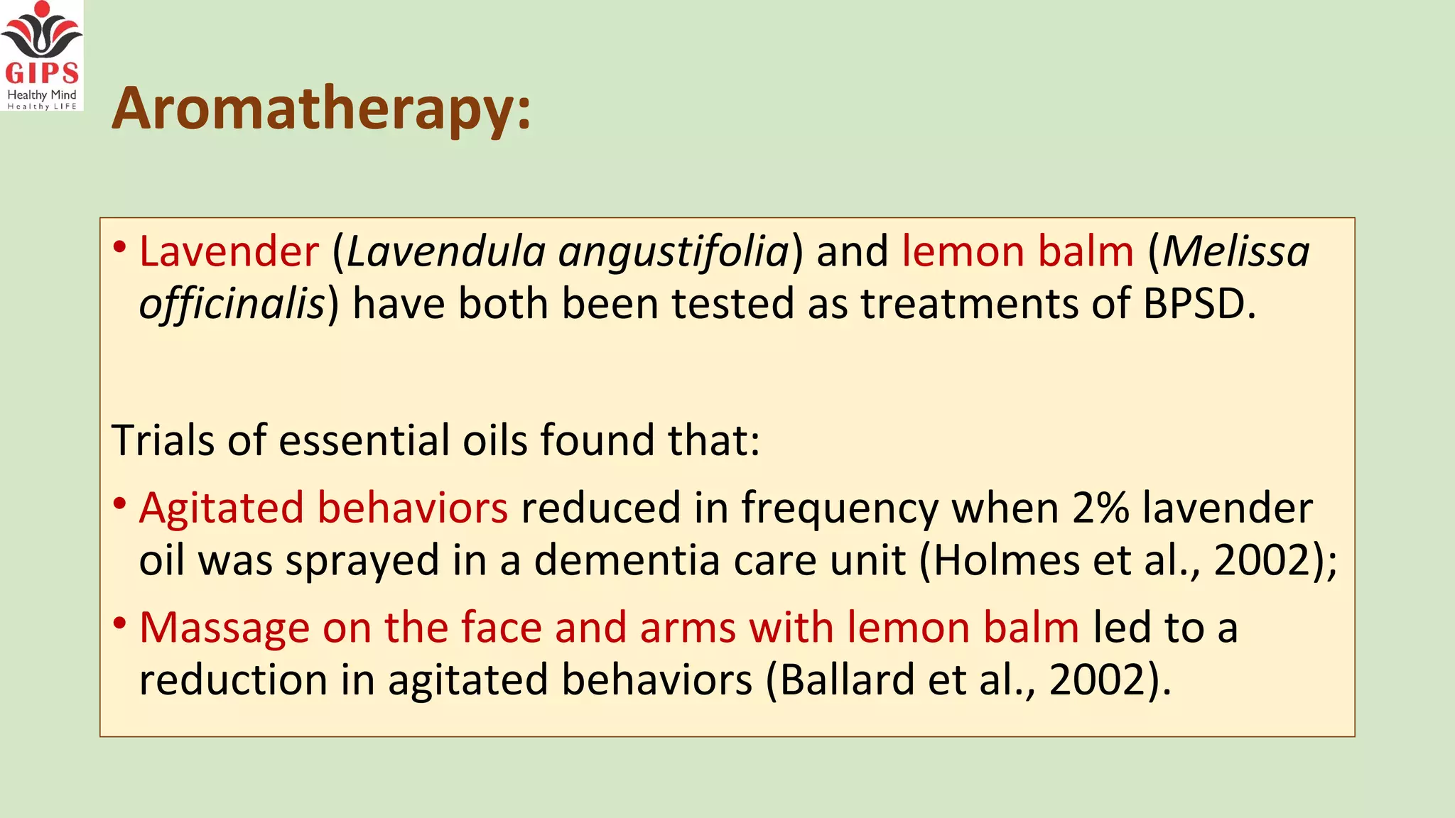 Behavioral and Psychological Symptoms of Dementia: Assessment and Non-Pharmacological Management ...