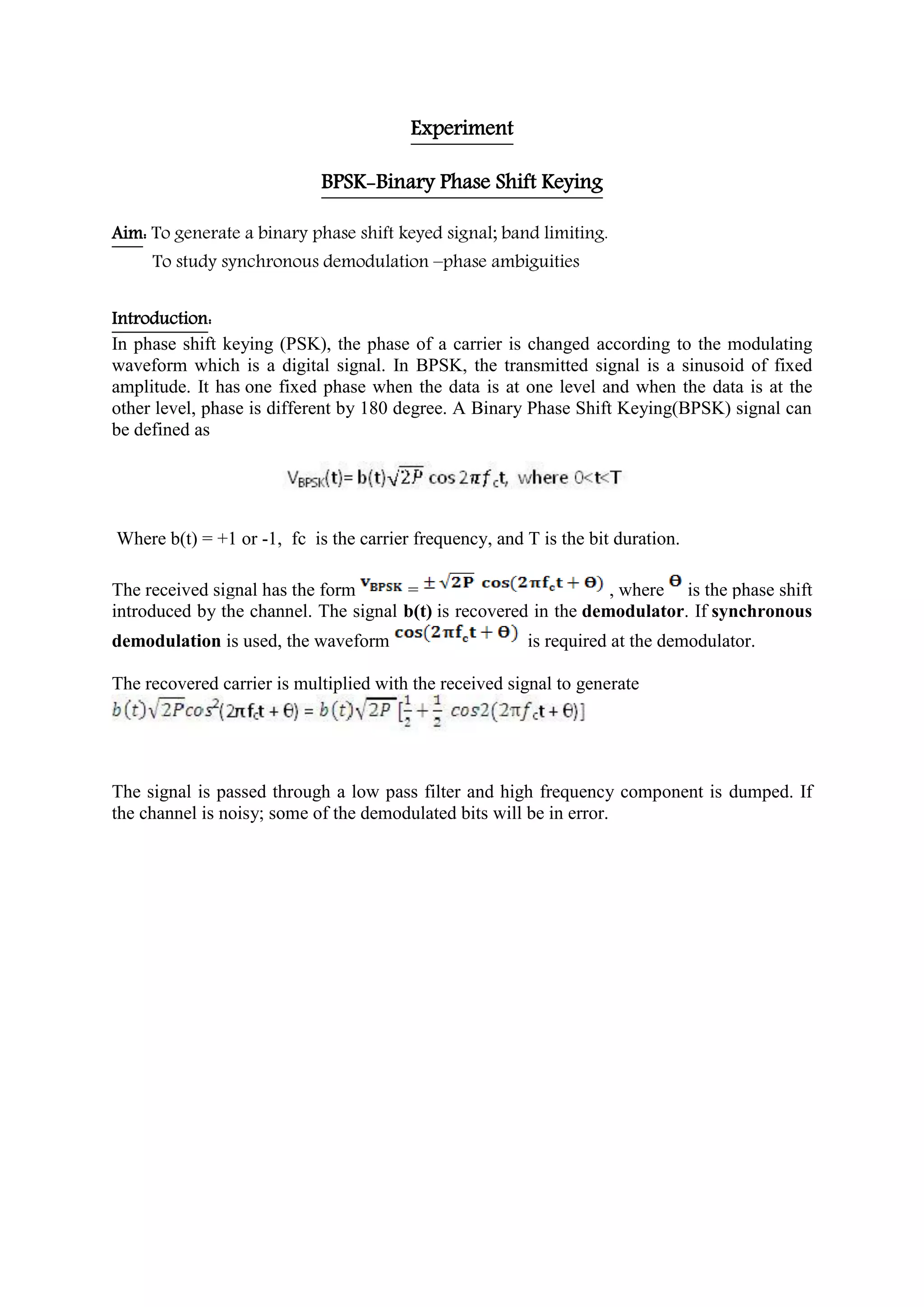 EEP306: Binary phase shift keying | PDF | Digital Audio | Computer Software and Applications