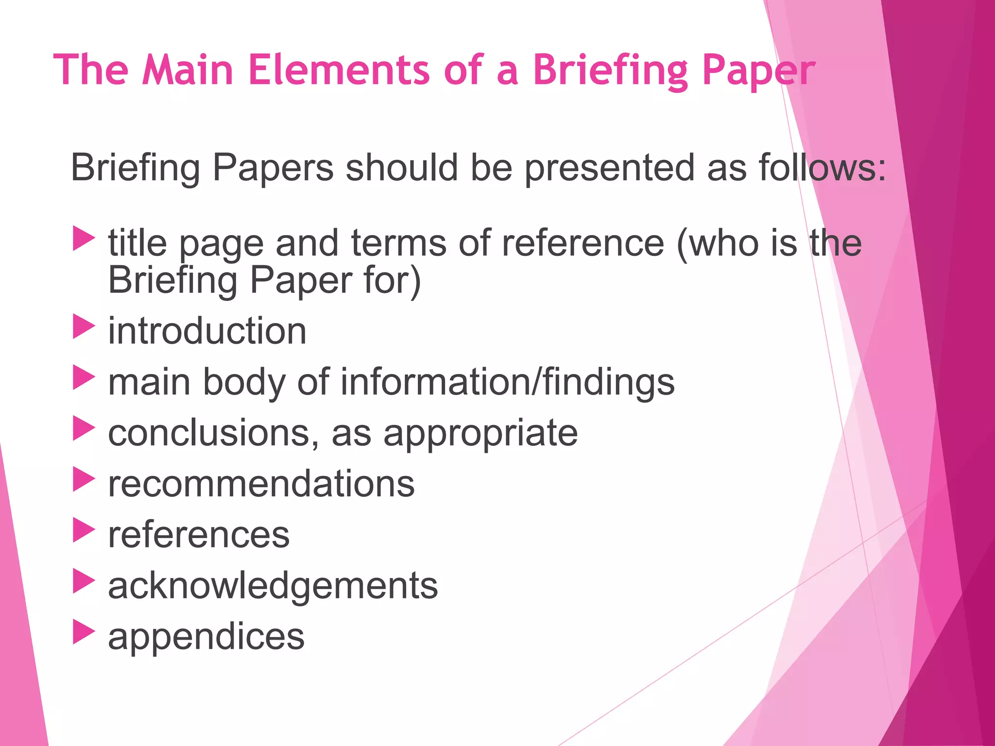 how to write a breifing paper | PPT