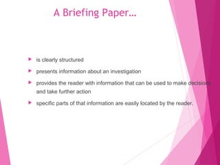 how to write a breifing paper | PPT