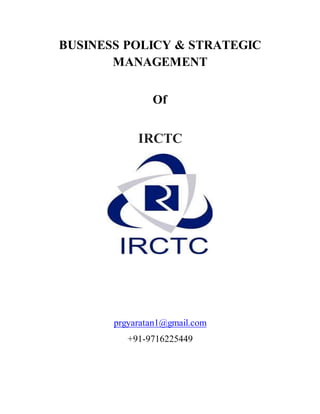 IRCTC,Indian Railway Catering and Tourism Corporation | DOCX