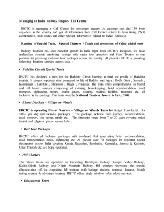 IRCTC,Indian Railway Catering and Tourism Corporation | DOCX