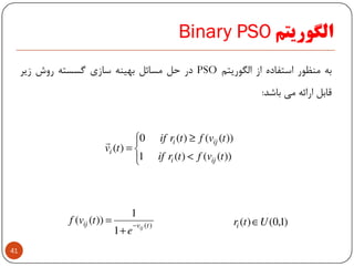 دانلود رایگان کد فایل آموزشی الگوریتم PSO binary باینری در متلب | PPT