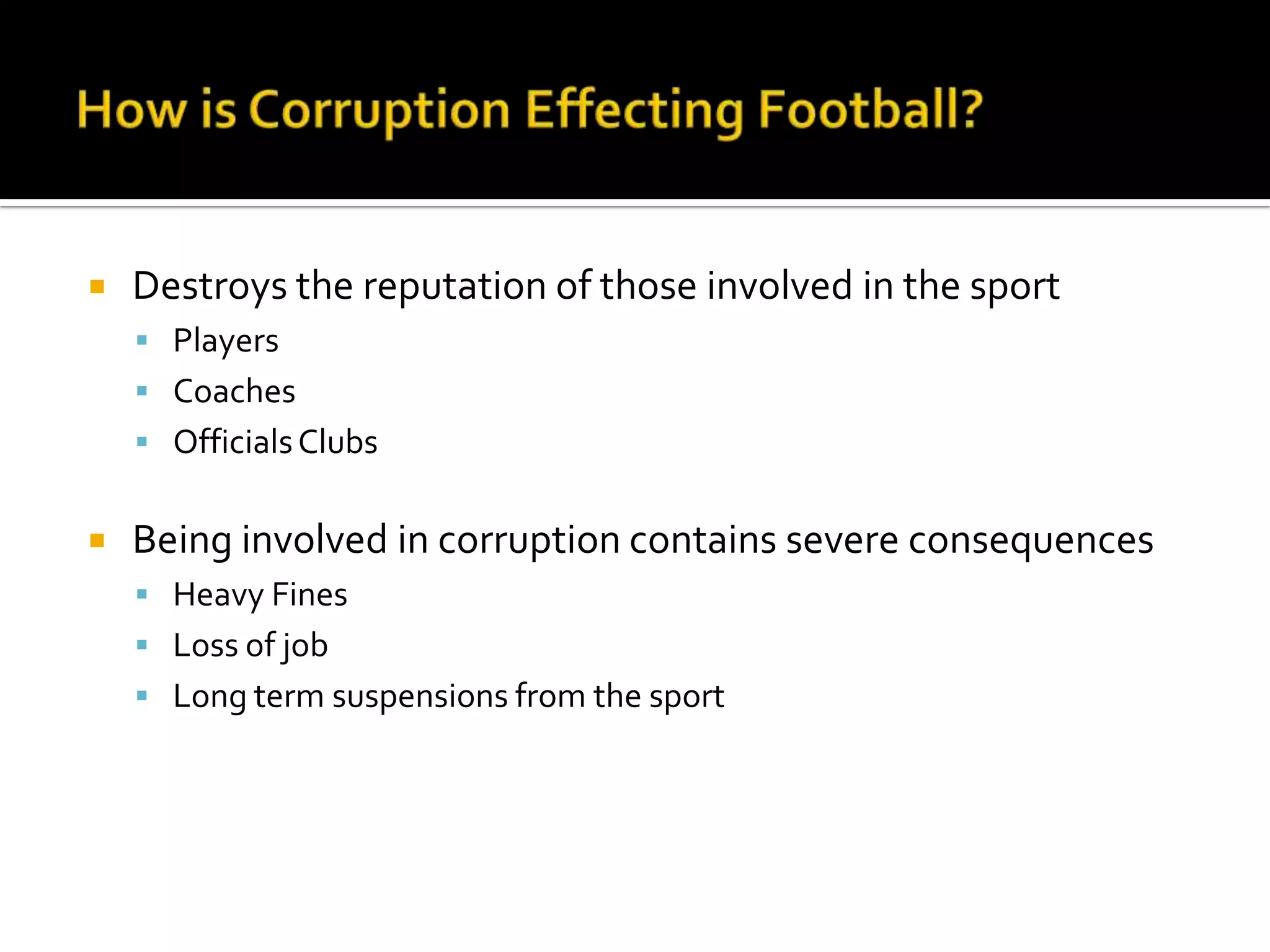 Corruption in World Football | PPTX