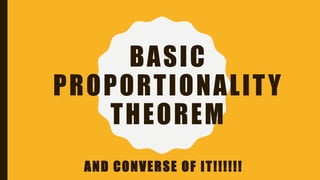 Thales Theorem Of Basic Proportionality Theorem