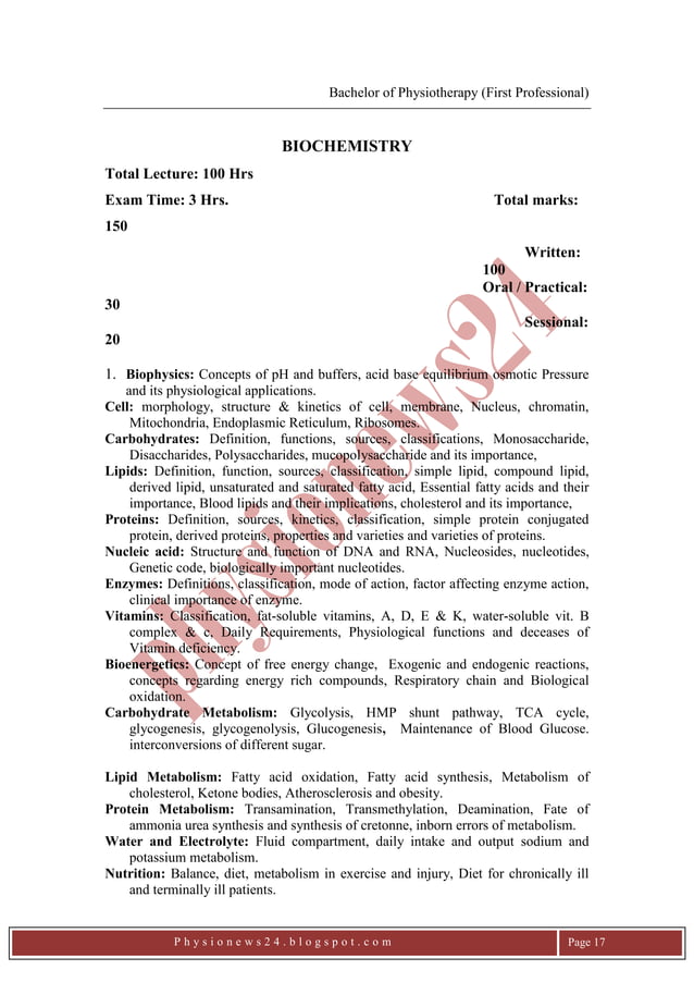 BPT course curriculum- University of Dhaka | PDF