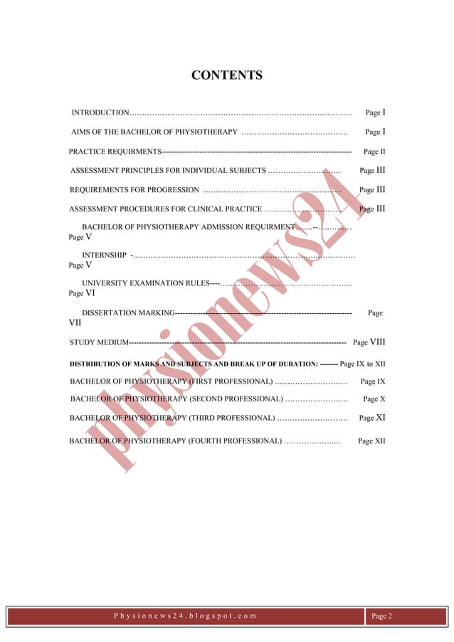 BPT course curriculum- University of Dhaka | PDF