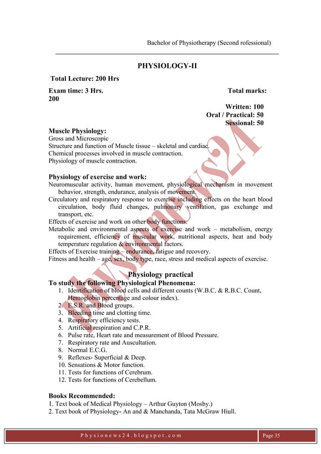 BPT course curriculum- University of Dhaka | PDF