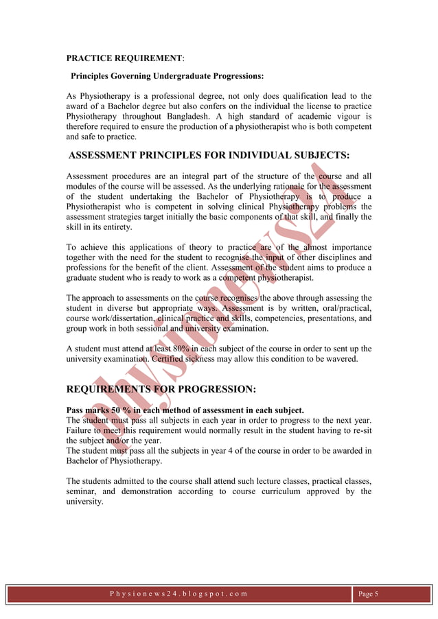 BPT course curriculum- University of Dhaka | PDF