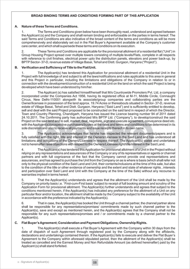 Bptp new-launch-sec-37d-gurgaon new-project_application_form_37-d ...