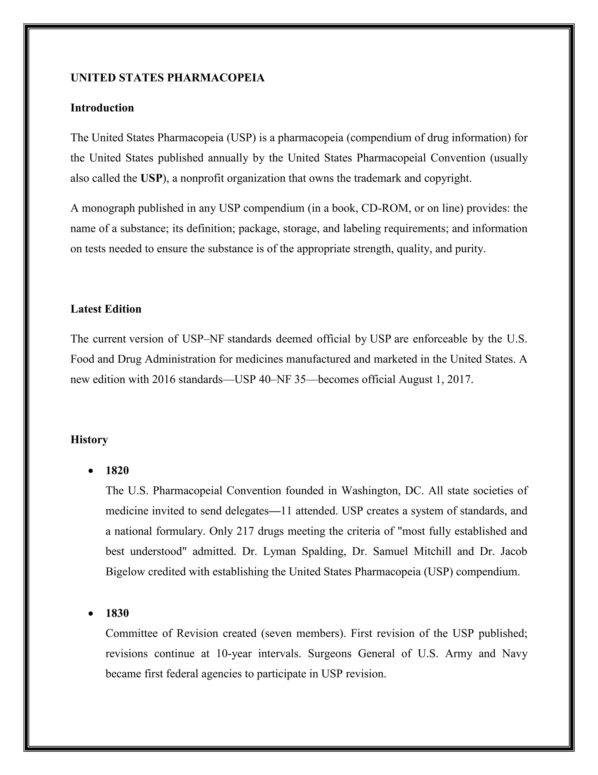 BP & USP History, Editions, Volumes & Appendices by Dr. Ashfaq | PDF