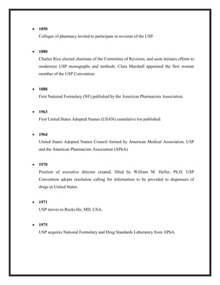 BP & USP History, Editions, Volumes & Appendices by Dr. Ashfaq | PDF