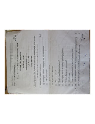 BPUT MCA Third Sem Question 2014 | PDF