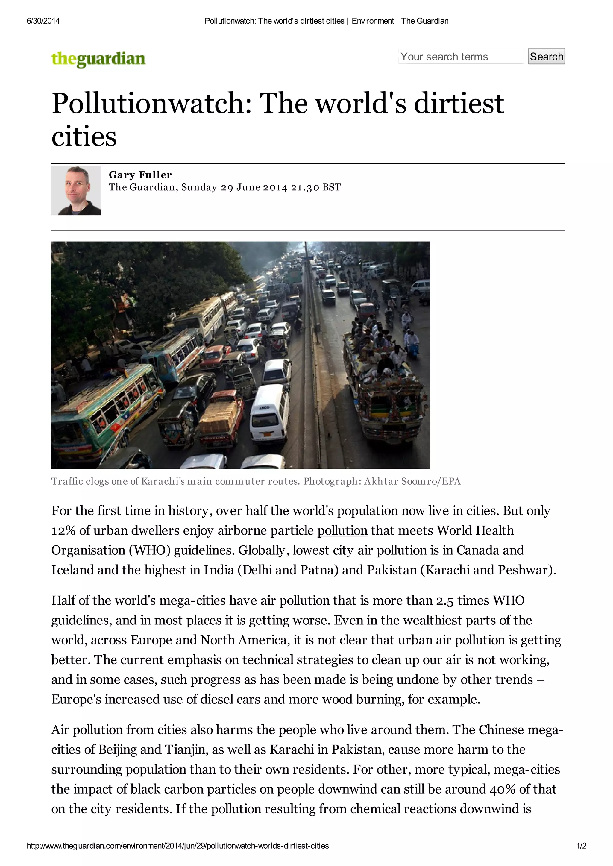 Pollutionwatch the world's dirtiest cities environment _ the guardian | PDF