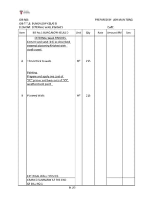Final Bills of Quantity | PDF