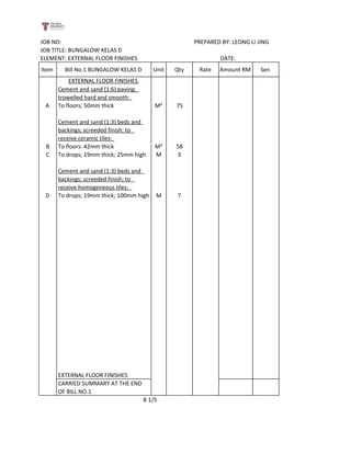 Final Bills of Quantity | PDF