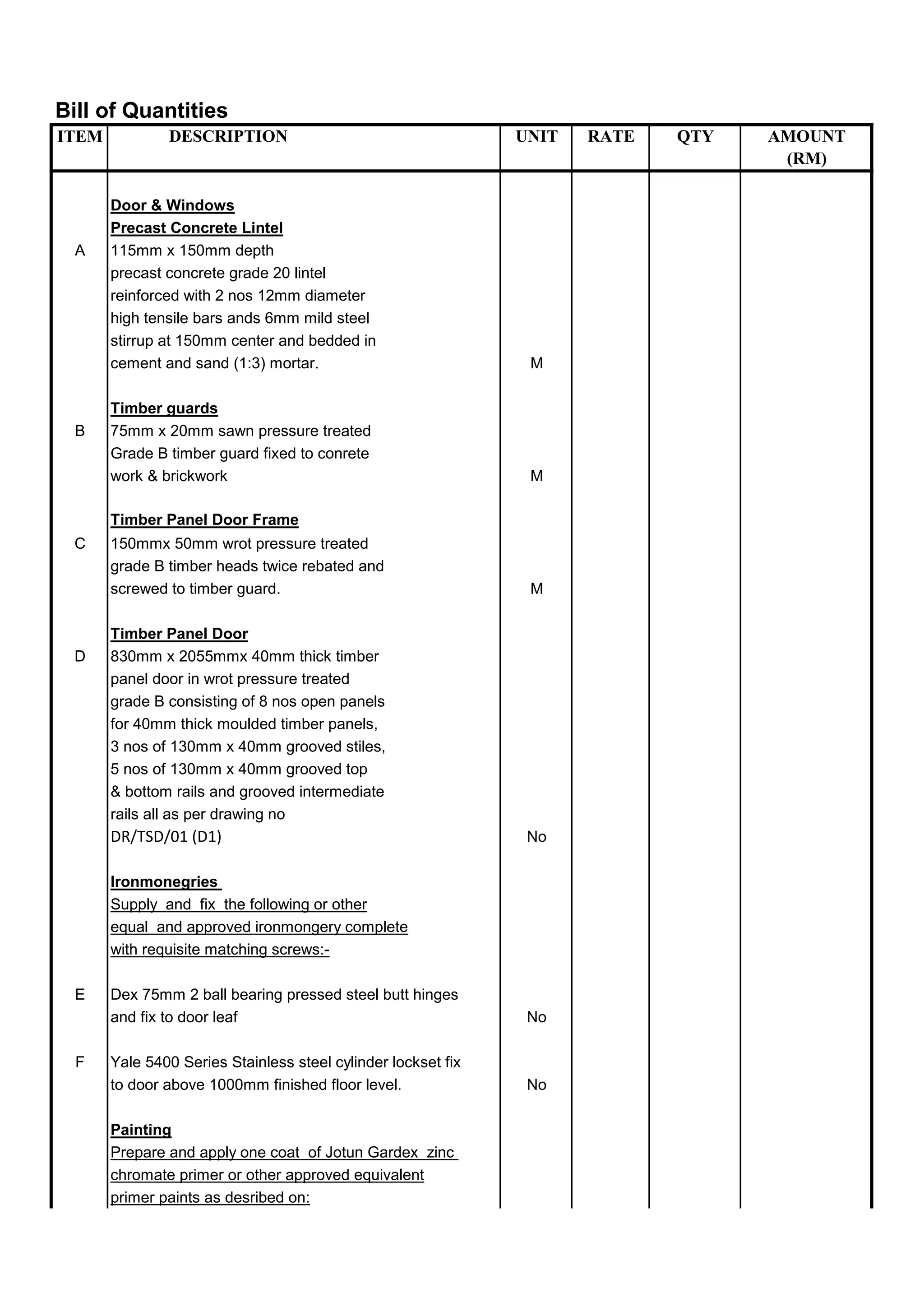 M3 EG BQ for timber panel door | PDF