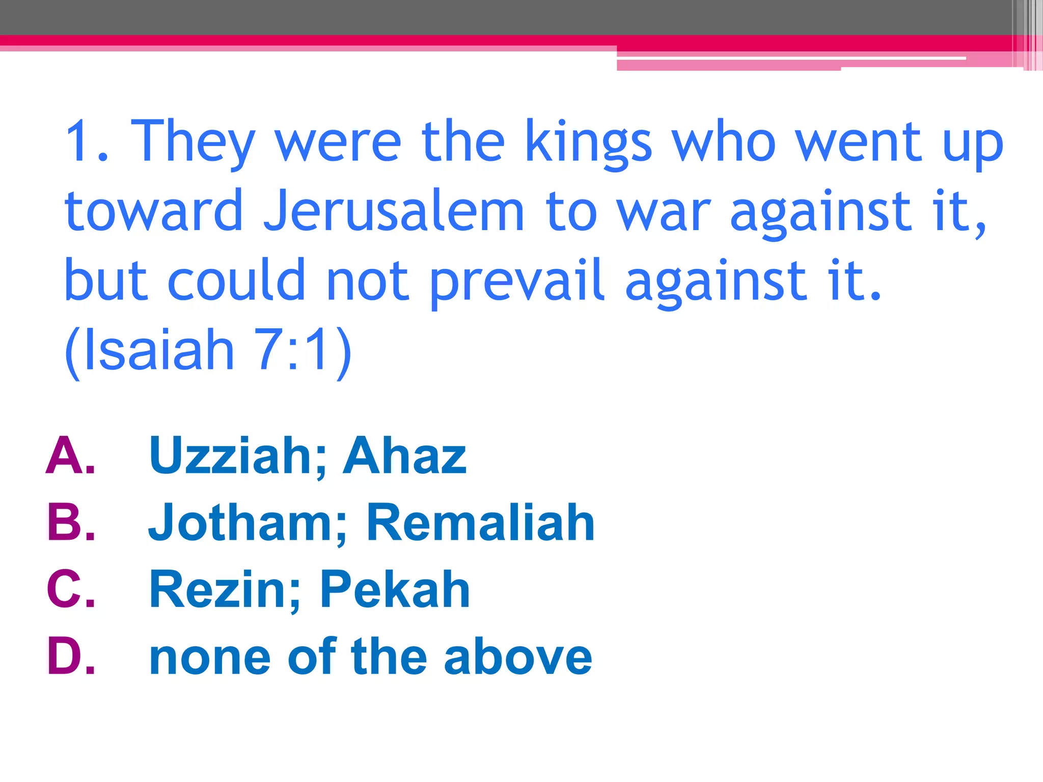 Bible Quiz: Isaiah 7-9 & Romans 13 to 16.pptx