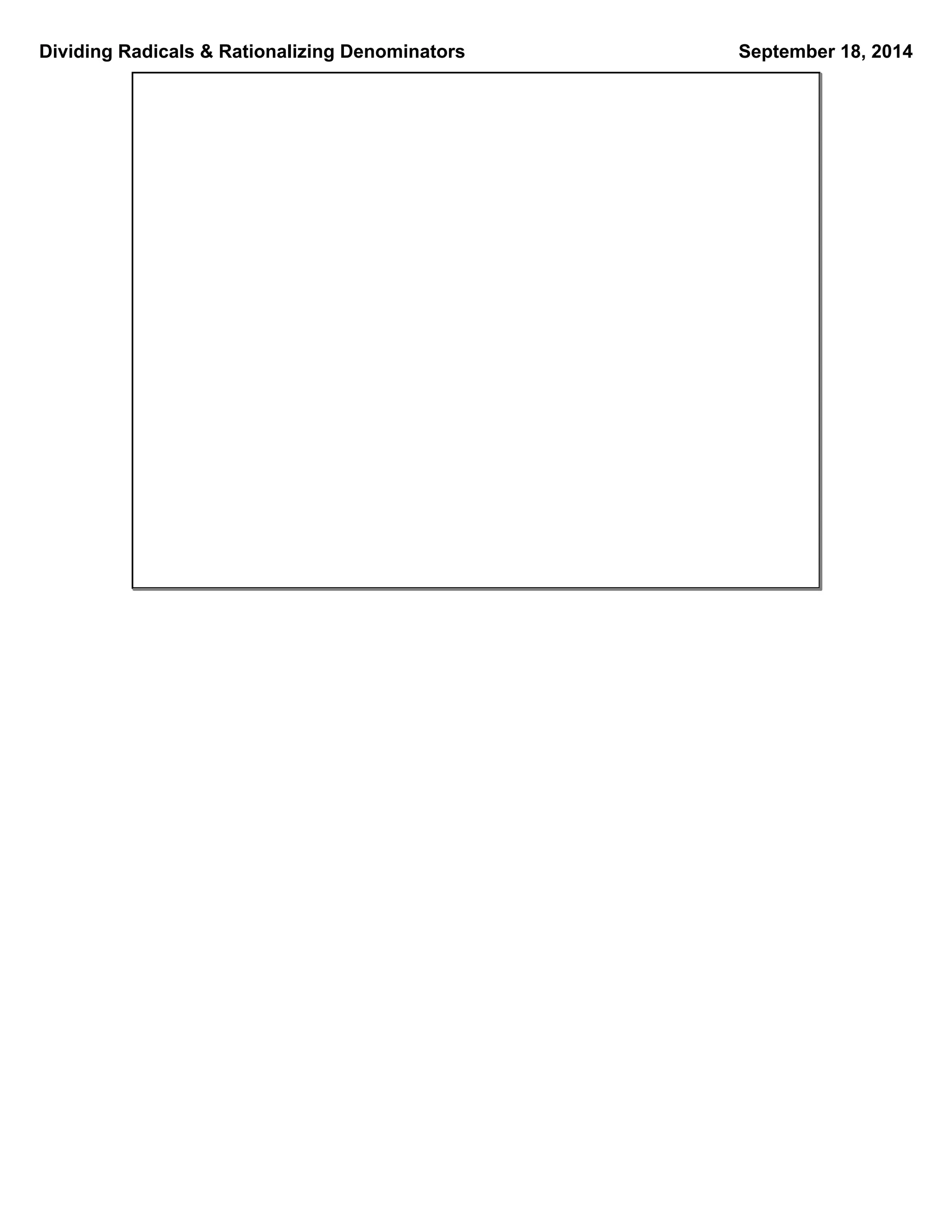 Dividing radicals & rationalizing denominators | PDF