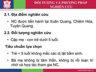 Tác động của truyền thông dinh dưỡng và sử dụng nguồn thực phẩm có sẳn tại địa phương đến kiến ...