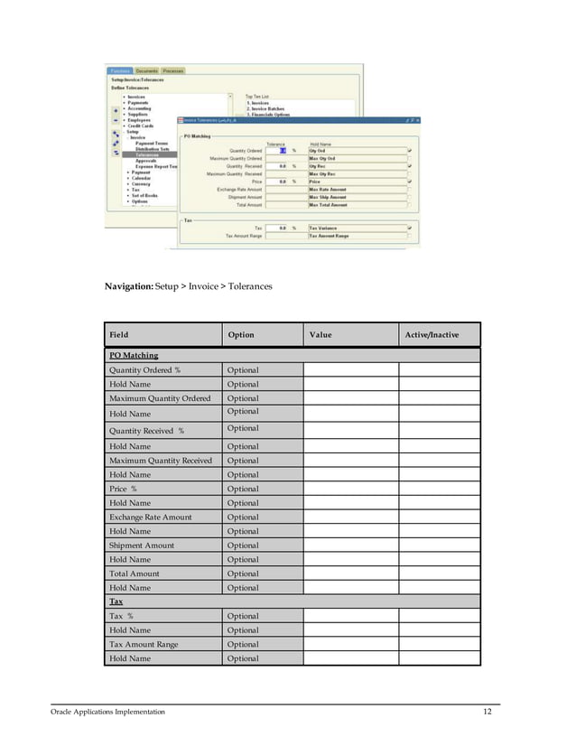 BR100 Oracle AP Setup | DOCX | Computer Software and Applications | Computing