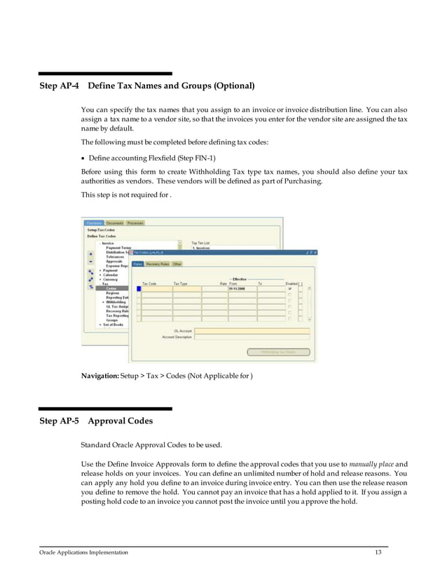 BR100 Oracle AP Setup | DOCX | Computer Software and Applications | Computing