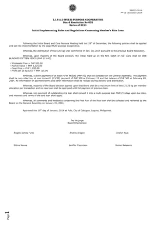 Board Resolution 2014 002 | DOCX