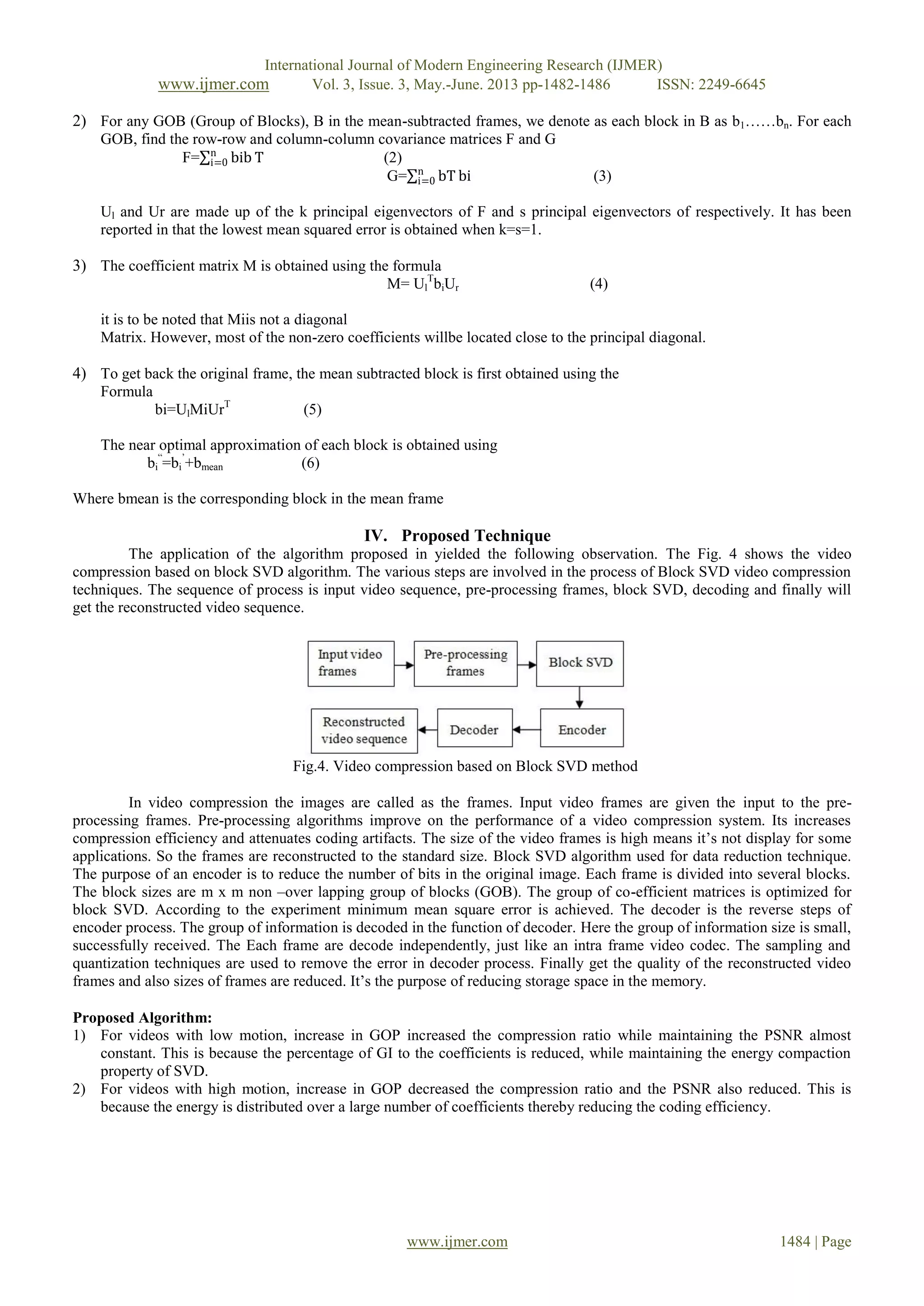 Performance and Analysis of Video Compression Using Block Based Singular Value Decomposition ...