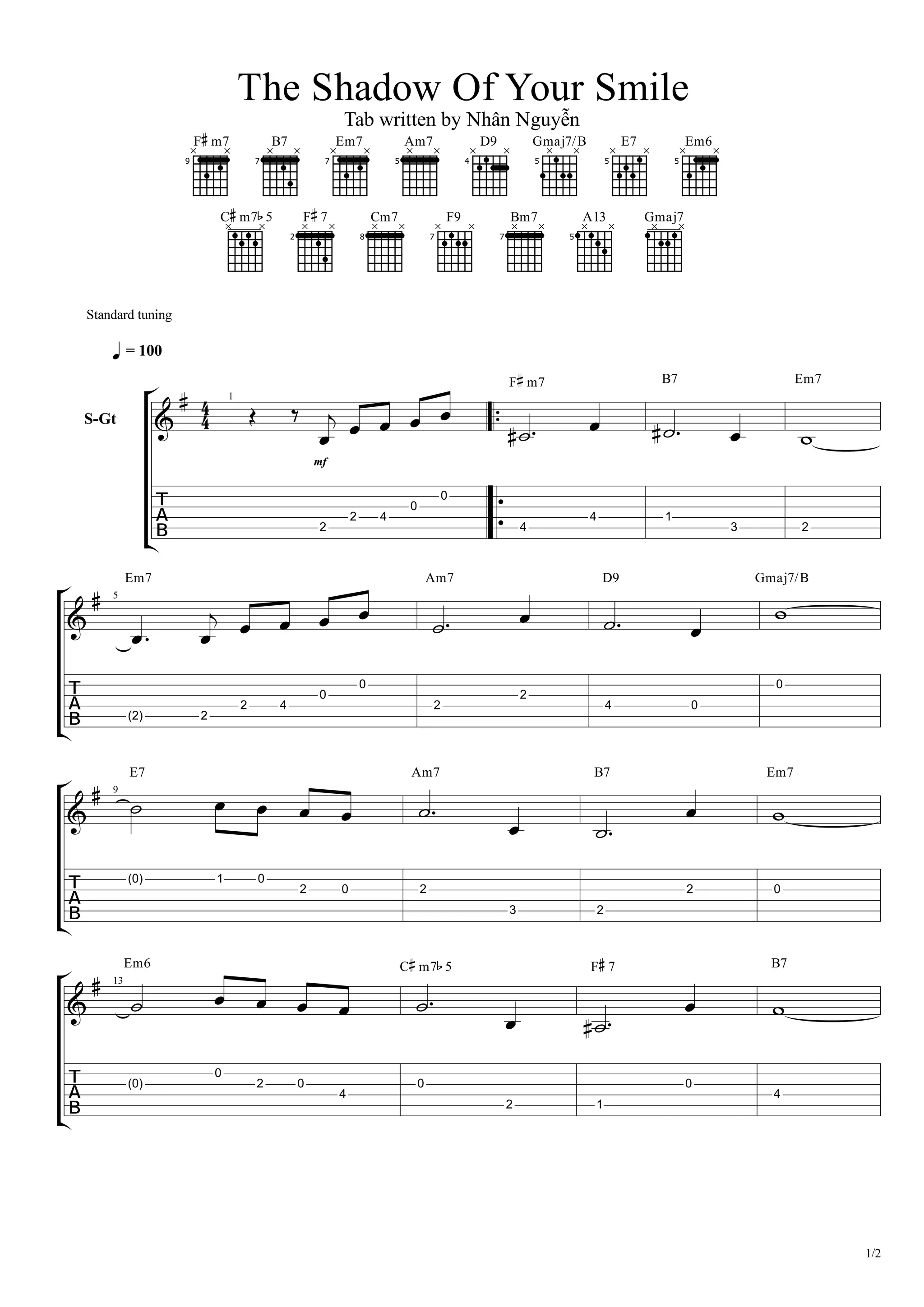 Sheet - Tab The shadow of your smile | PDF