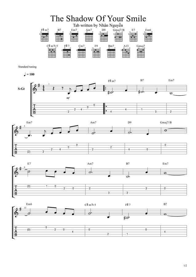 Sheet - Tab The shadow of your smile | PDF